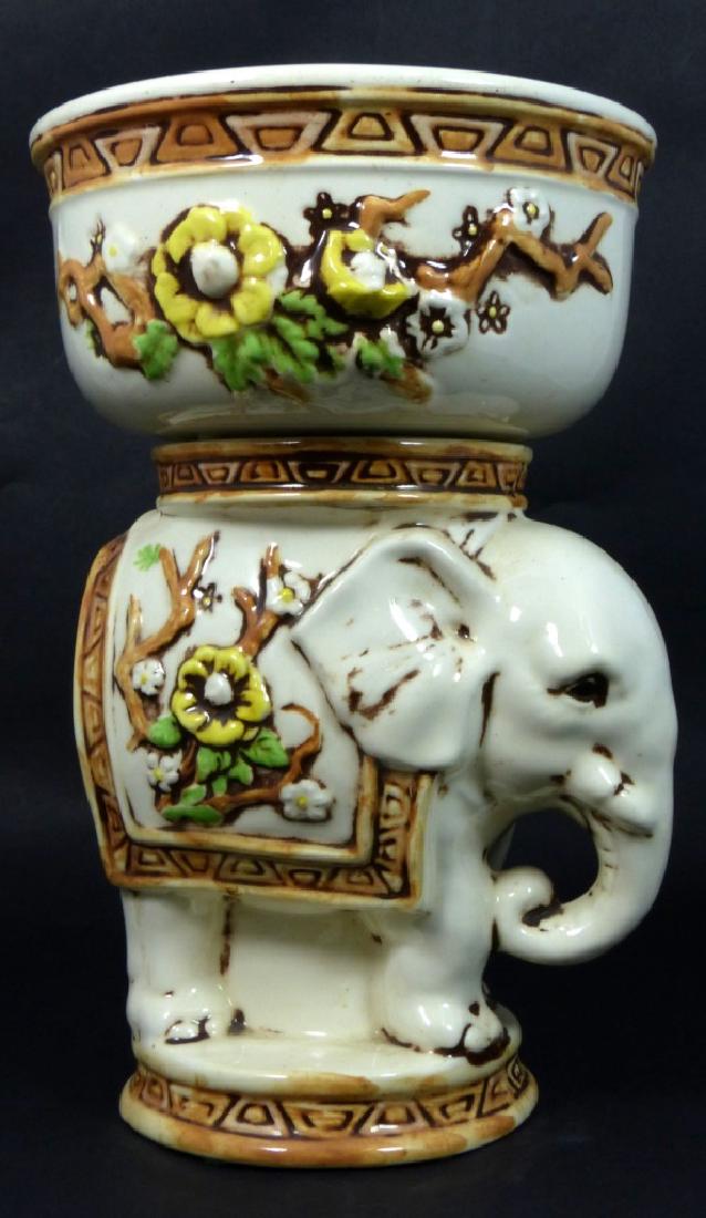 HAND PAINTED POTTERY ELEPHANT PLANTER