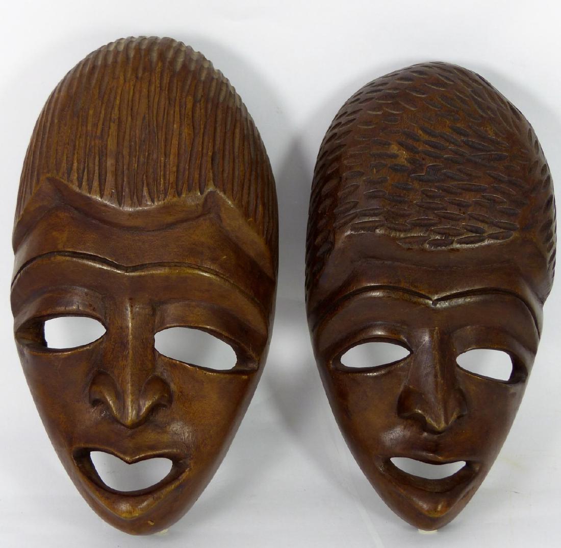 Pr African Carved Wood Tribal Masks