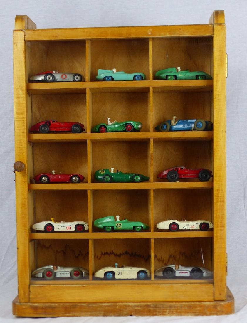 15pc DINKY TOY RACE CARS IN DISPLAY CASE