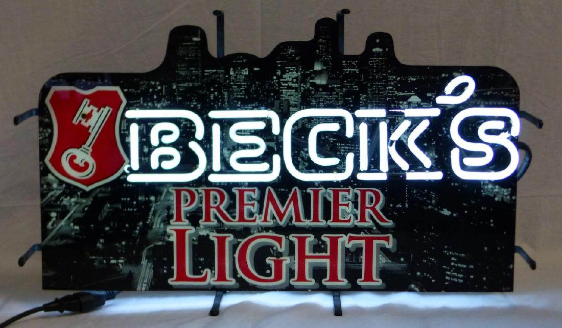 BECKS PREMIER LIGHT NEON BEER SIGN
