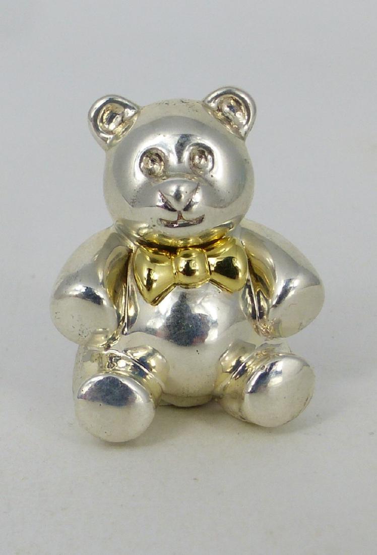TIFFANY & CO STERLING SILVER TEDDY BEAR w 18kt BOW
