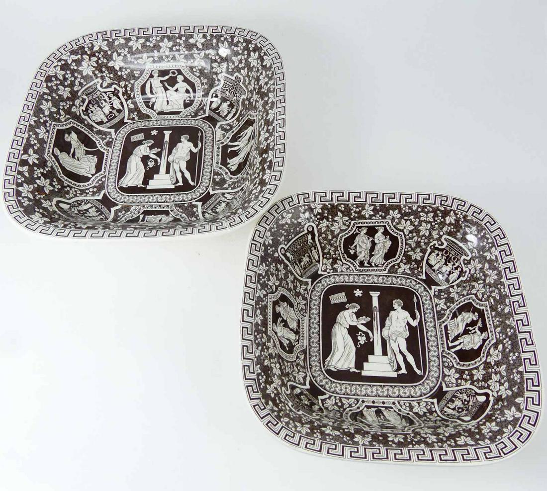 2pc Copeland Spode Greek Pattern Porcelain Bowls