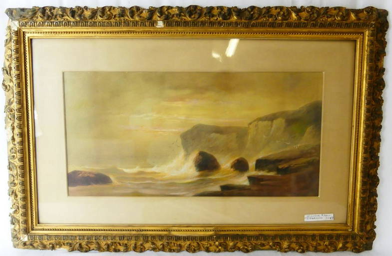 P. Parsons 'seascape' Watercolor On Paper