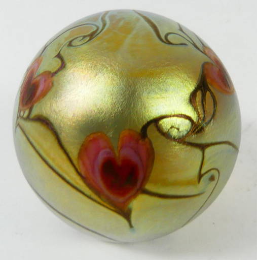 Vandermark Iridescent Heart Art Glass Paperweight