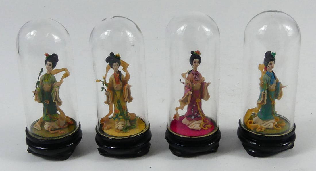 4pc Japanese Miniature Geisha Dolls Auction