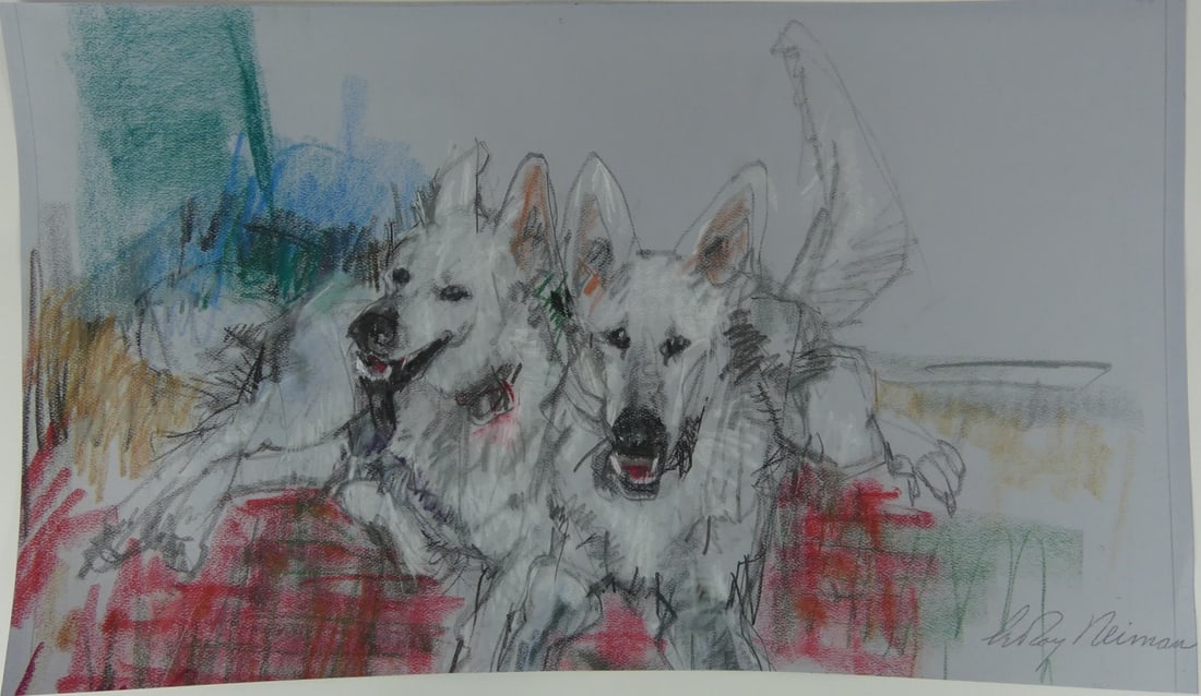 Leroy Neiman 'dogs' Pastel On Paper Auction