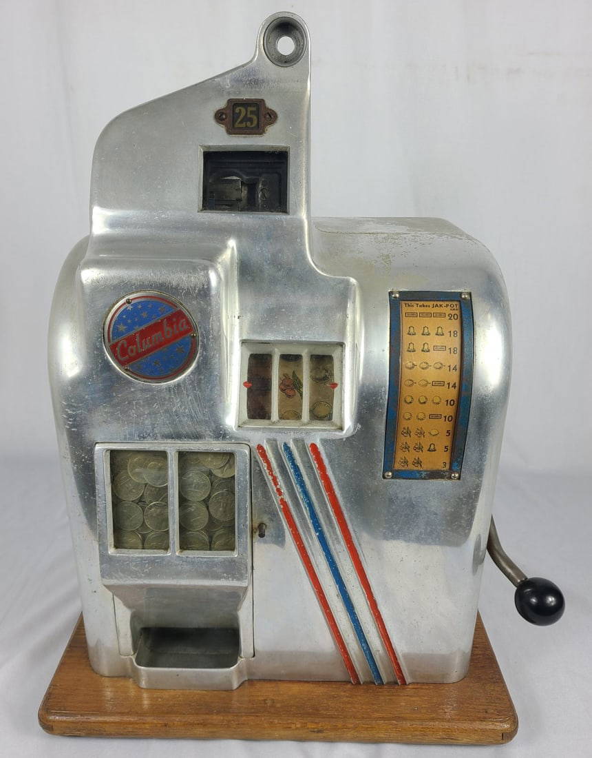 25c Columbia 3-reel Double Jackpot Slot Machine Auction