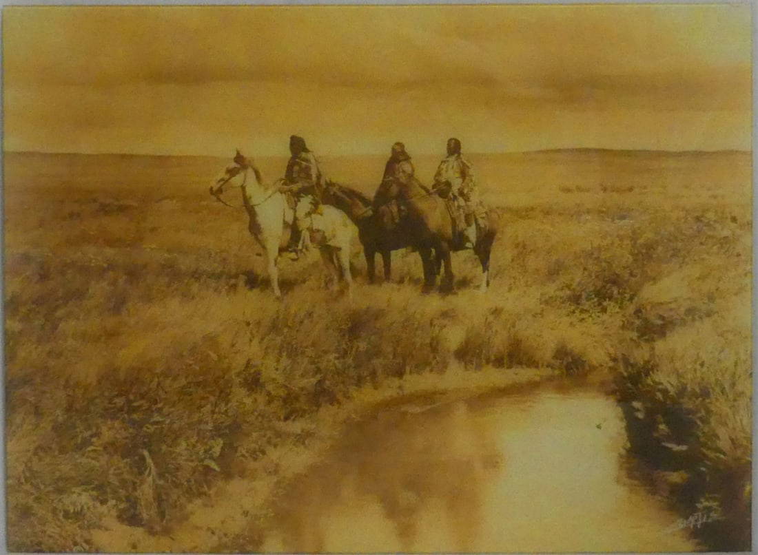 Edward Curtis 'three Chiefs' Glass Print Auction
