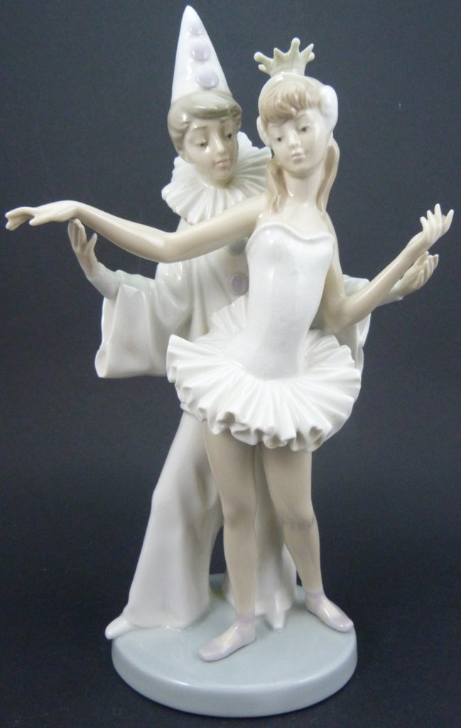 Lladro #4882 Clown & Ballerina Porcelain Figure