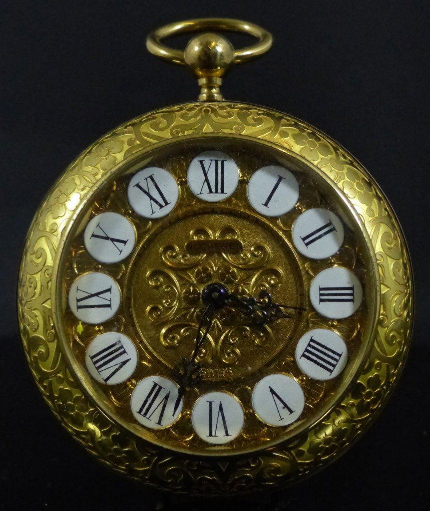 LARGE BUCHERER SWISS POCKET WATCH DESK CLOCK