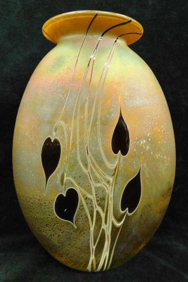 Studio Art Glass - Signed Craig Zweifel - Hearts And Vines - Iridescent ...