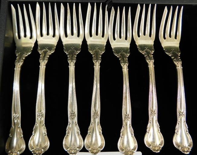 Sterling Silver Flatware Group Of 7 Matching Forks English Hallmarks 200 Grams