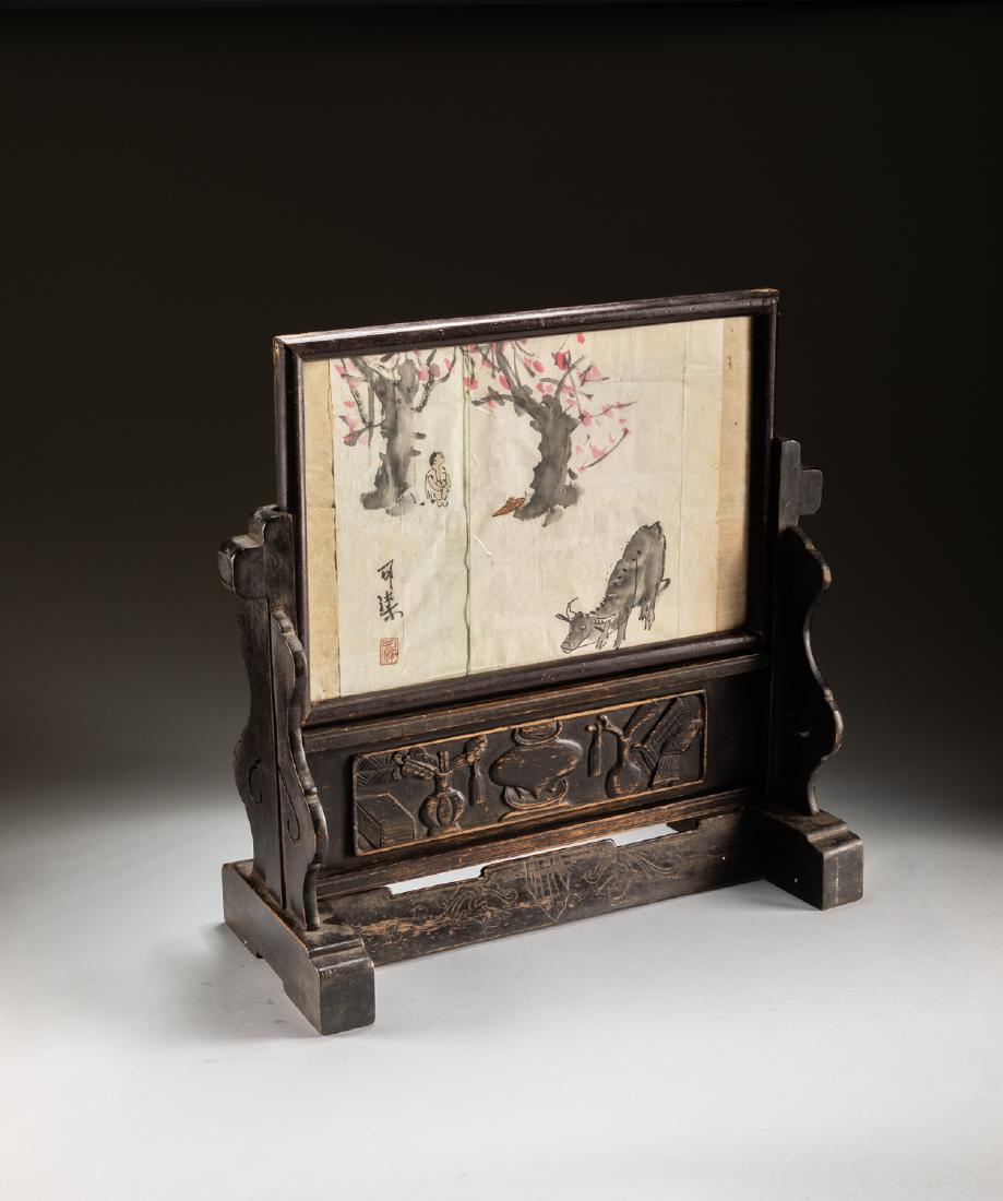 Antique Wood Table Screen