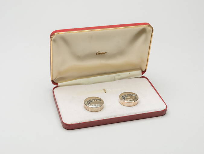 Pair Sterling Cartier Perrier Bottle Caps
