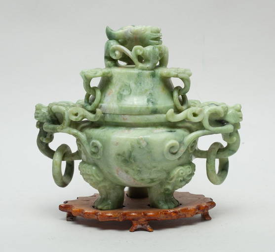 Large Chinese Jade Stone Censer