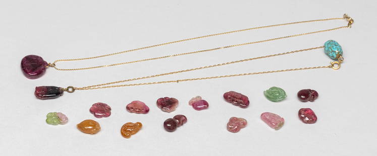 Group Chinese Large Size Tourmaline Carvings