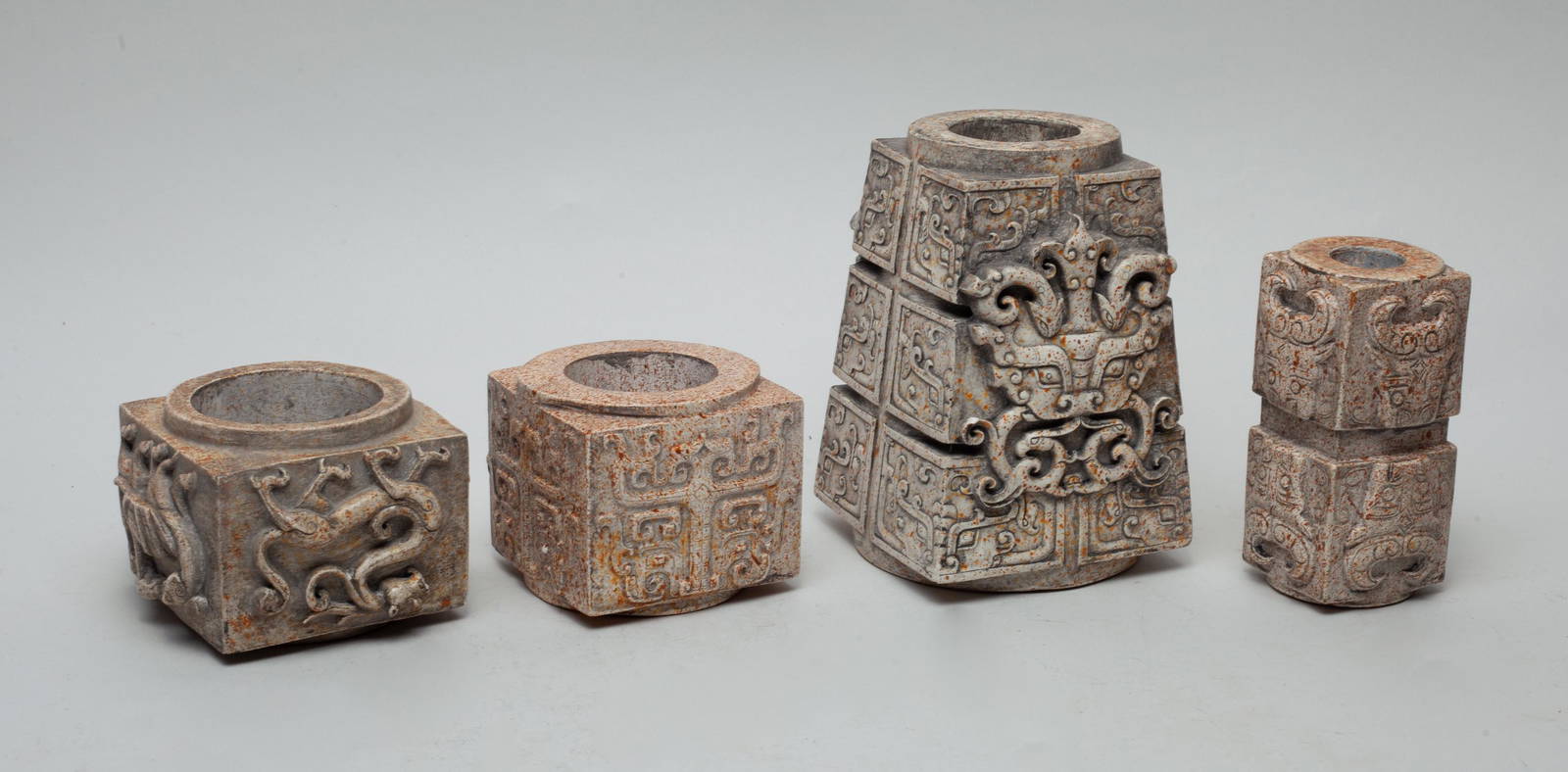 Chinese Export Burnt Jade Carvings Auction