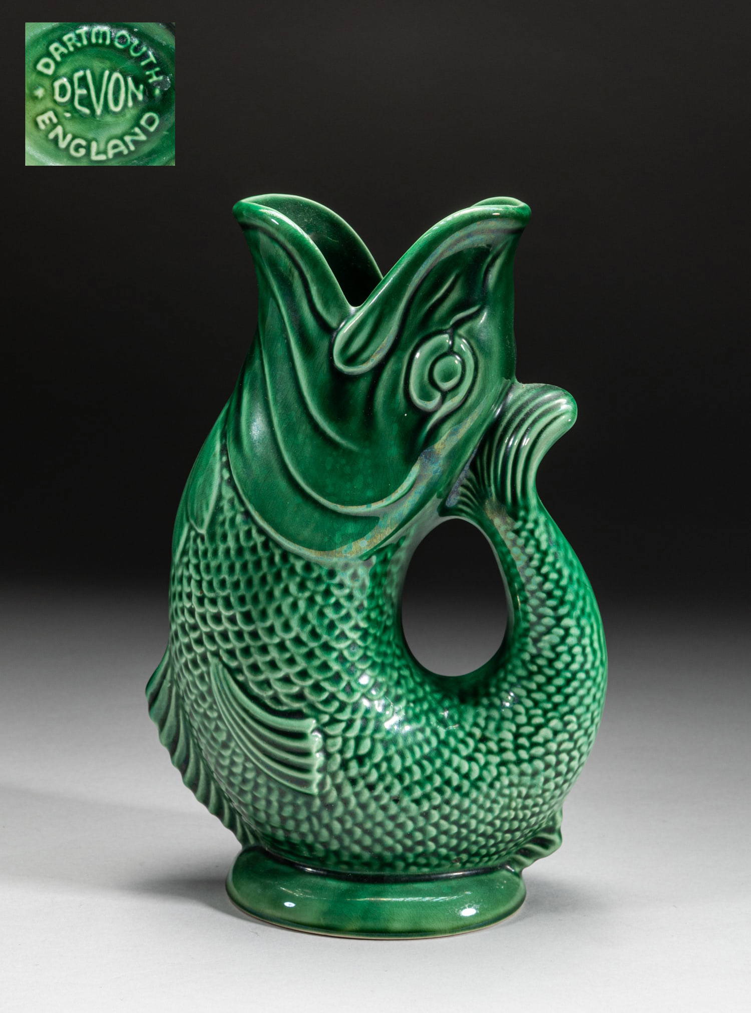 England Devon Majolica Gurgling Fish Pitcher Auction