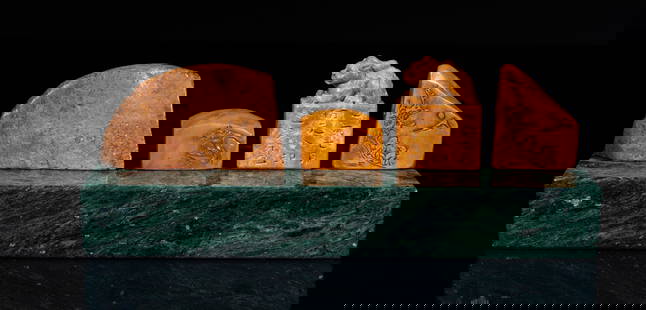 Set Of Two Chinese Shoushan Stone Figure Guanyin