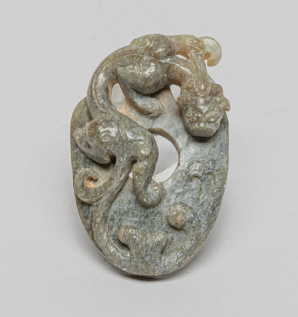 Chinese Burnt Jade Dragon Pendant Auction