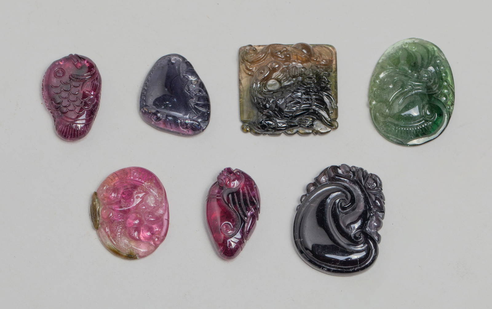 Estate Vintage Chinese Tourmaline Carvings Auction
