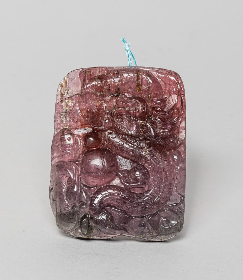 Very Large Chinese Tourmaline Plaque Auction