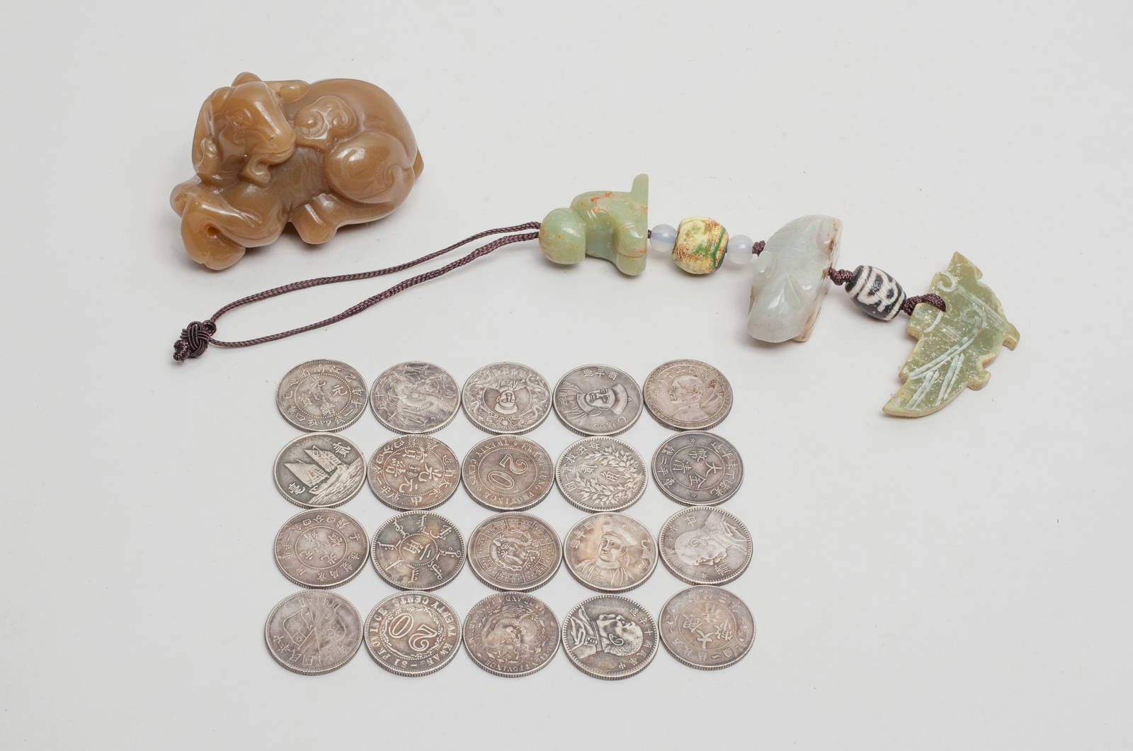 Estate Chinese Jade & Decor Coins Auction