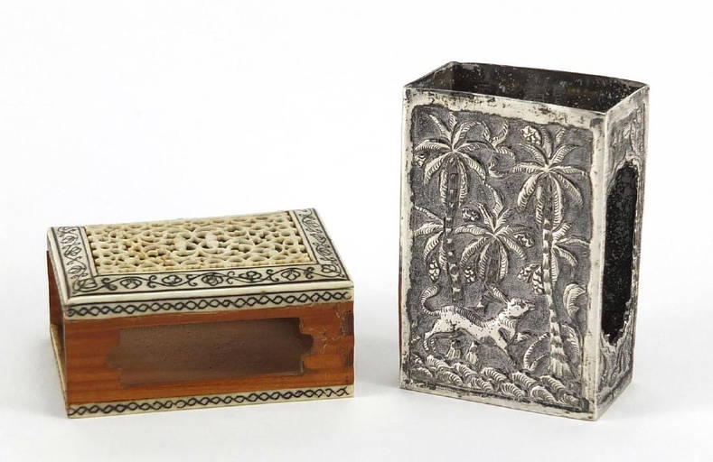 Two Indian Matchbox Holders Comprising An Anglo Indian