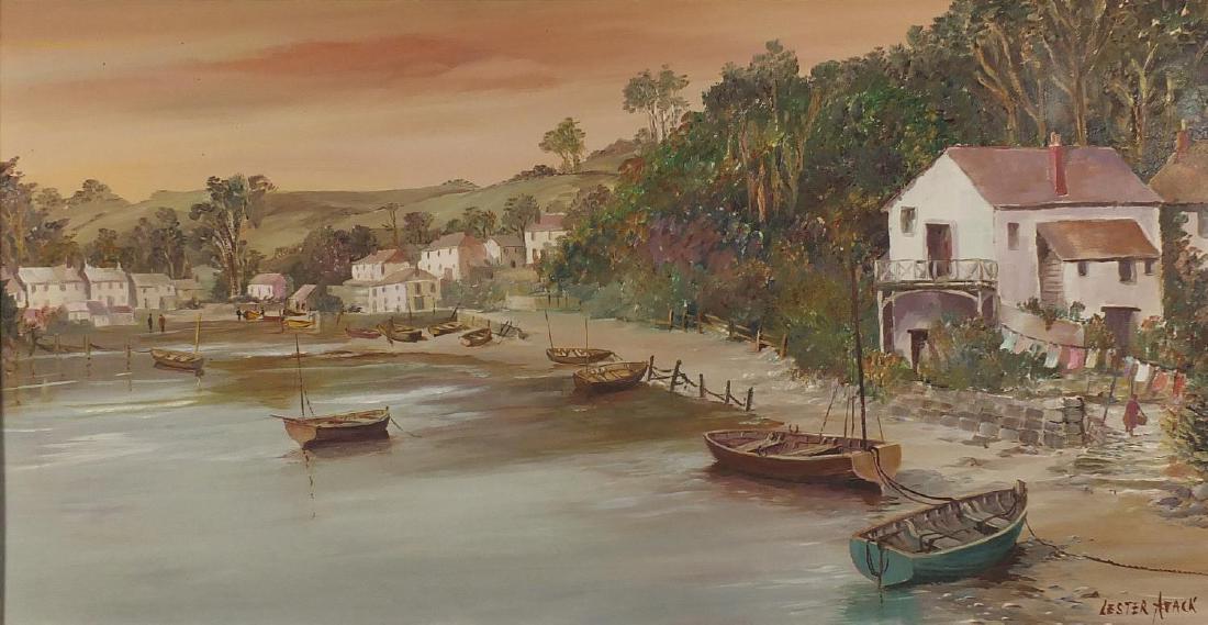Lester Atack - Halford village, Cornwall, oil onto
