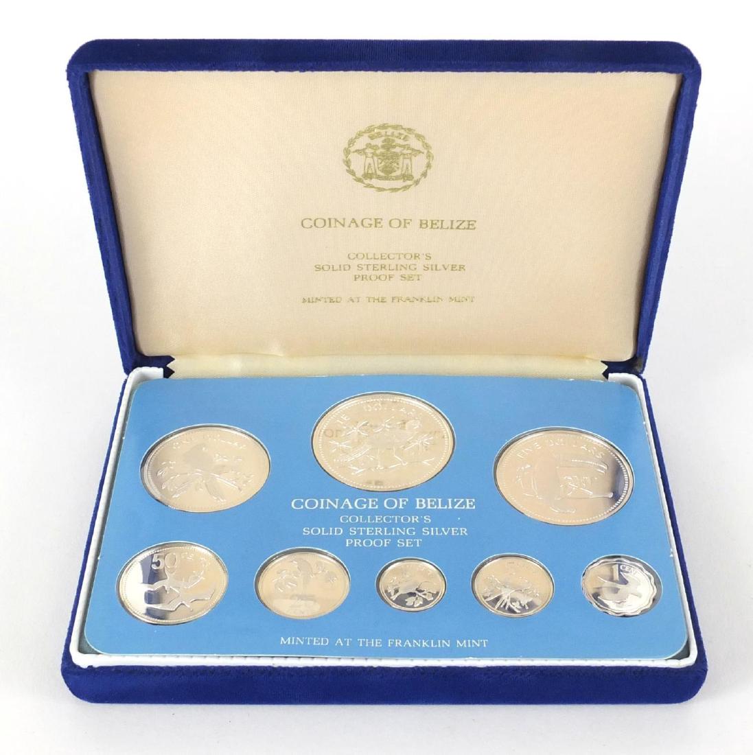 Coinage of Belize solid sterling silver proof set,