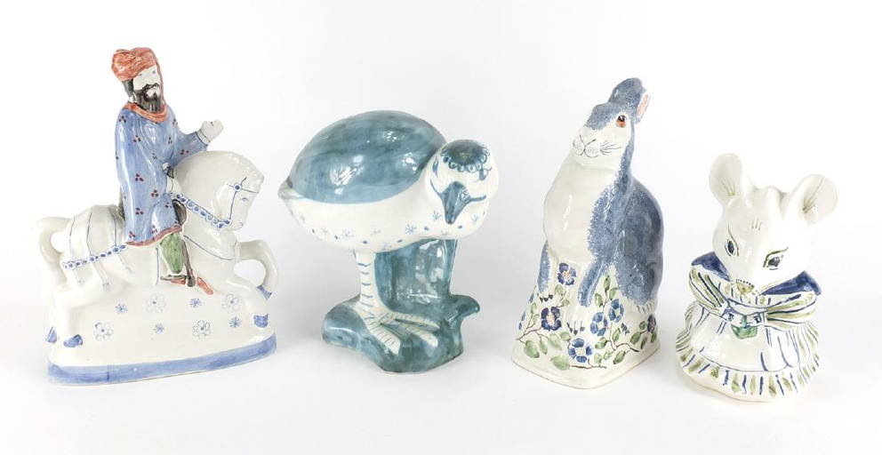 Four Rye Pottery Models, Two Signed By David Sharp
