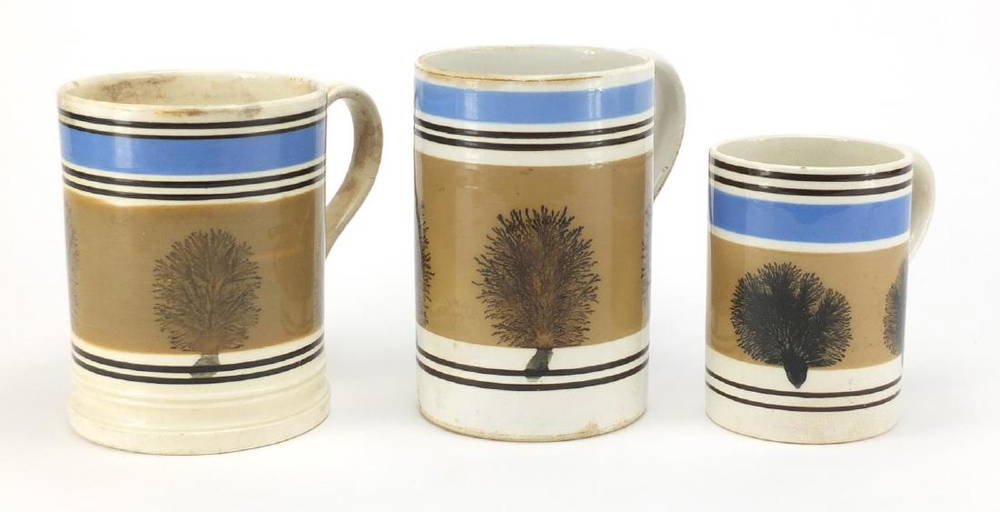 Three Victorian Mocha ware tankards, the largest 16cm - Jul 13, 2018 ...