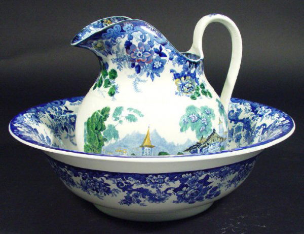 Minton China Wash Bowl And Jug, The Jug Hand Colo