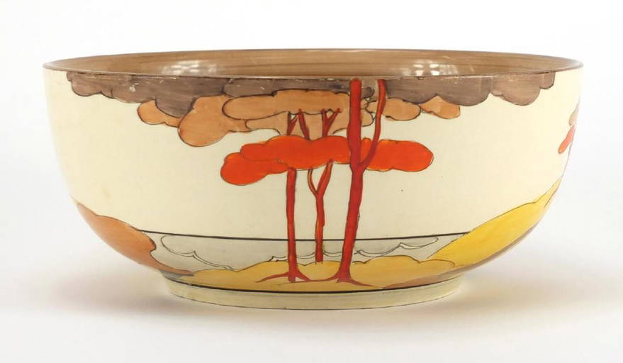 Clarice Cliff Bizarre Pottery Bowl, Hand Painted In The