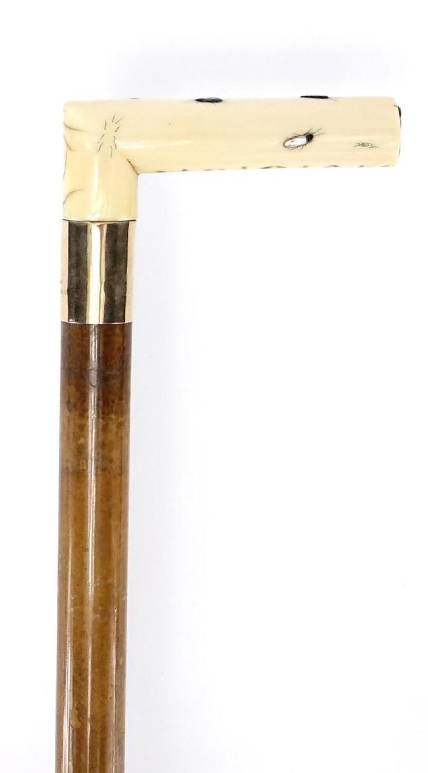 Malacca Walking Stick With Japanese Ivory And Shibayama