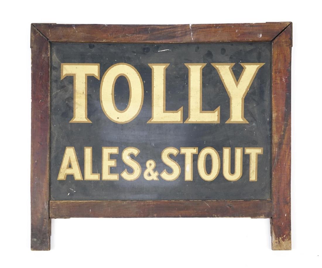 Vintage Tolly Ales and Stout adverting sign, 64cm x