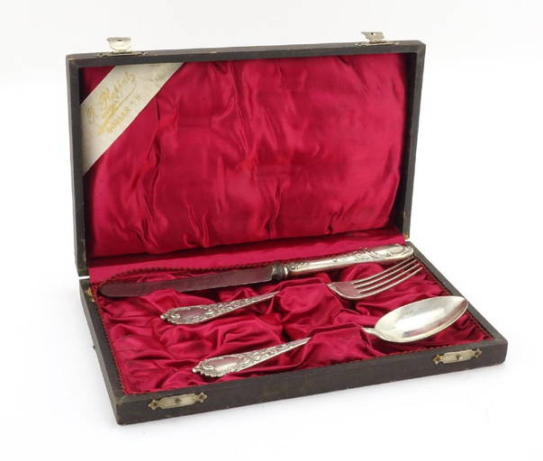 German 800 grade silver knife, fork and spoon set, by - Mar 08, 2019 ...