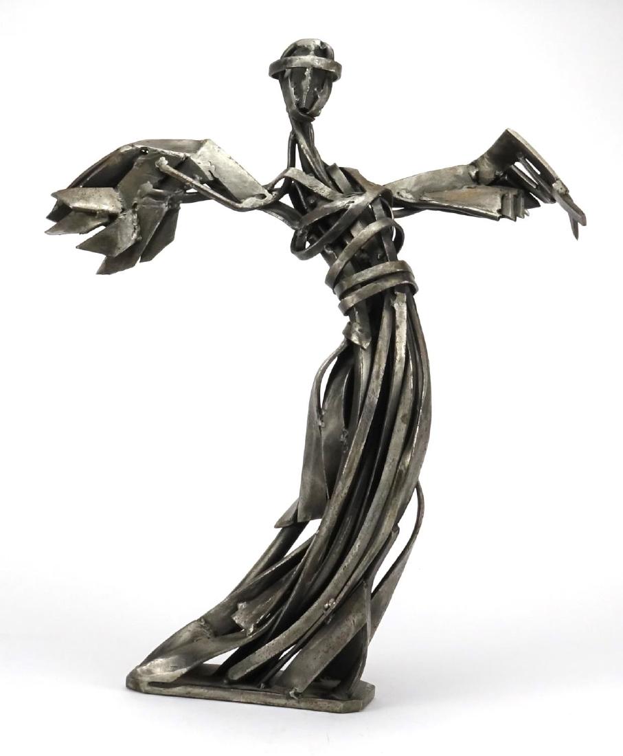 Large Modernist iron sculpture of a standing female,