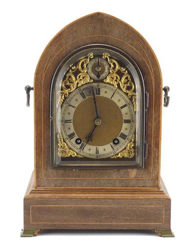 Edwardian Mahogany Lancet Bracket Clock Striking On Two
