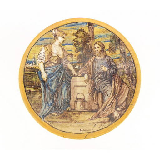 Anituqe Italian Maiolica Tazza By Emile Lessore, Hand