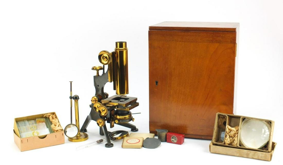 Victorian brass monocular microscope with accessories - Jan 09, 2020 ...