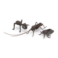 Three Japanese Patinated Bronze Insects Including A