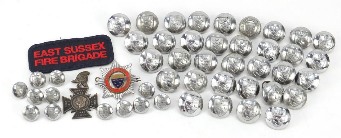 Fire Brigade Badges, Pips And A Patch Including Windsor