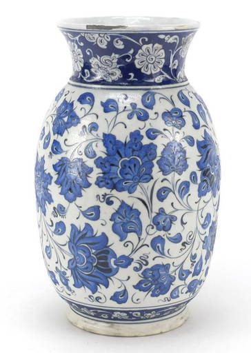 Large Islamic Pottery Vase Hand Painted With Flowers