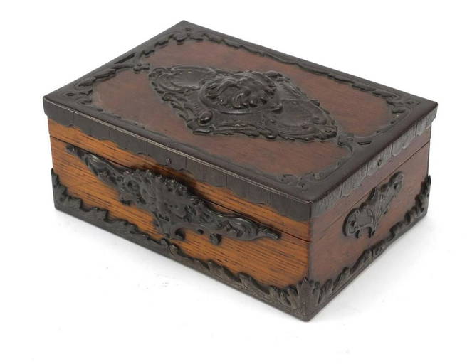 Thomas P Spall, Arts & Crafts Oak Casket With Applied