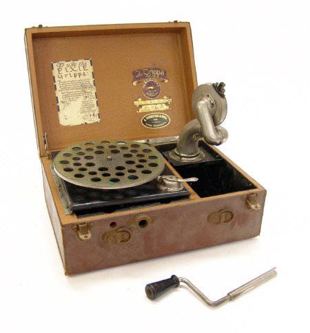 Leather Cased Grippa Portable Perophone With Facto