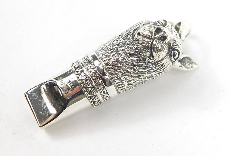 Novelty Sterling Silver Rabbit Head Whistle, 5cm In