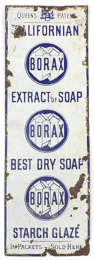 Vintage Borax Soap Enamel Advertising Sign, 49.5cm X