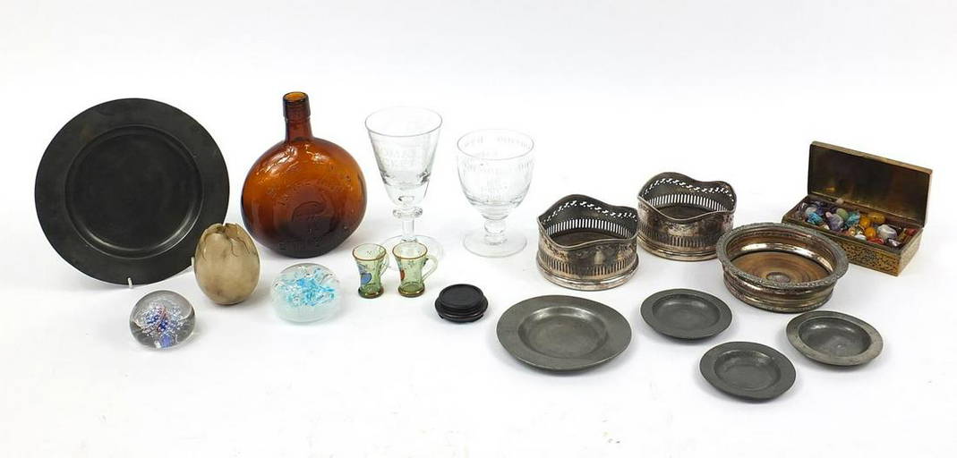 Sundry Items Including A Pair Of Silver Plated Wine