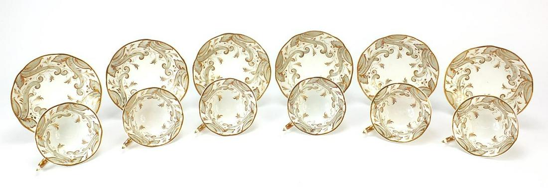 Set Of Six 19th Century Rockingham Cups With Saucers,